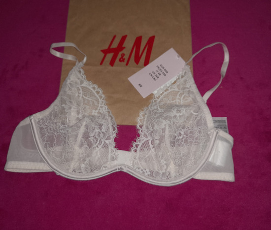 H&M svetlo roze bralette cipka,zica 80B NOVO!