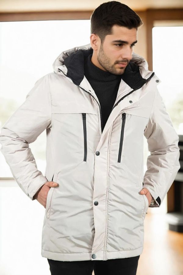 95968 Dewberry Hooded Coat Parka with Fleece Inside-STONE