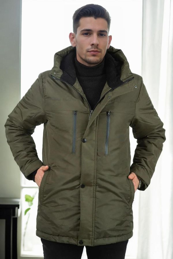 95968 Dewberry Hooded Coat Parka with Fleece Inside-Khaki