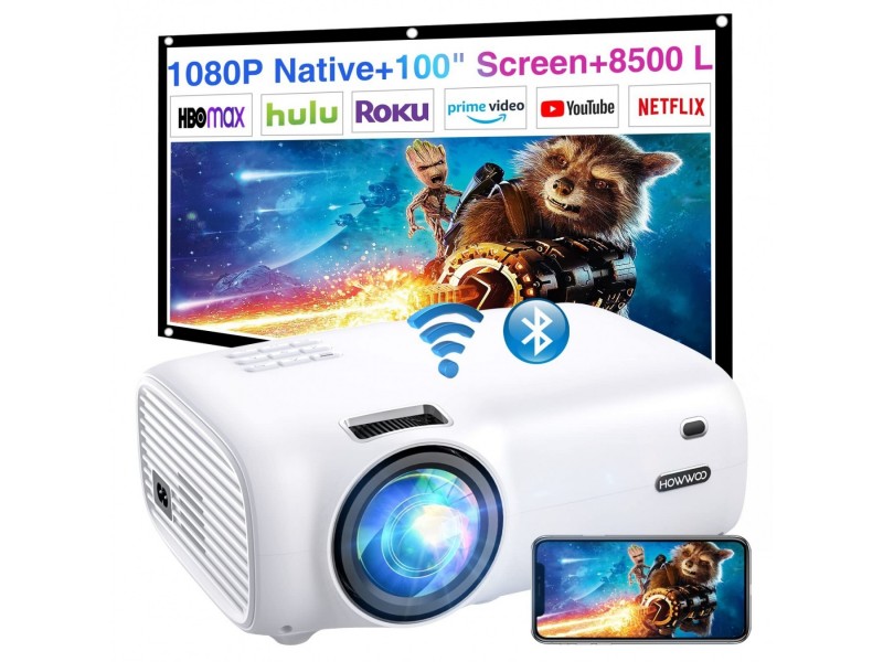 HOWWOO 1080P WiFi Projektor 8500 Lux sa platnom