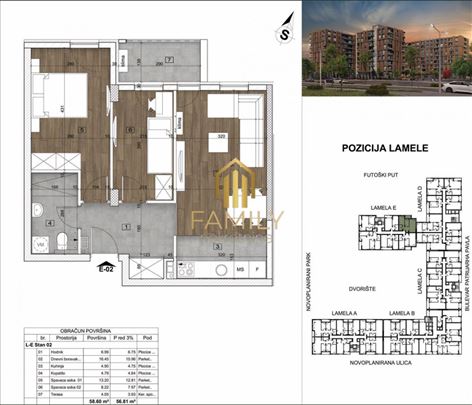 Trosoban stan 57m² na prodaju – funkcionalan prost