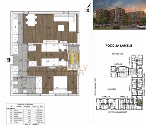 Prodaja trosobnog stana od 62m² u odličnoj lokacij