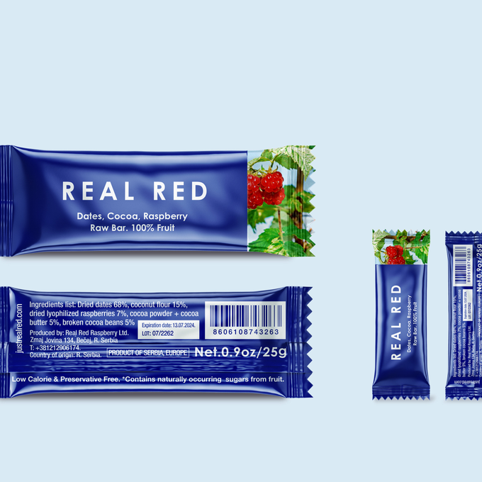 Rea Red Raw Bar 30g, urme kakao malina