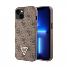 Futrola Guess Hc PU Leather 4G Triangle Strass za iPhone 15 6.1 braon (GUHCP15SP4TDPW)