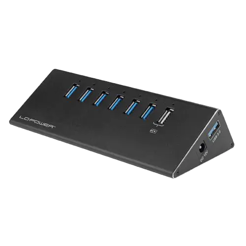 LC POWER USB Hub 3.0 LC-HUB-ALU-2B-7 crni