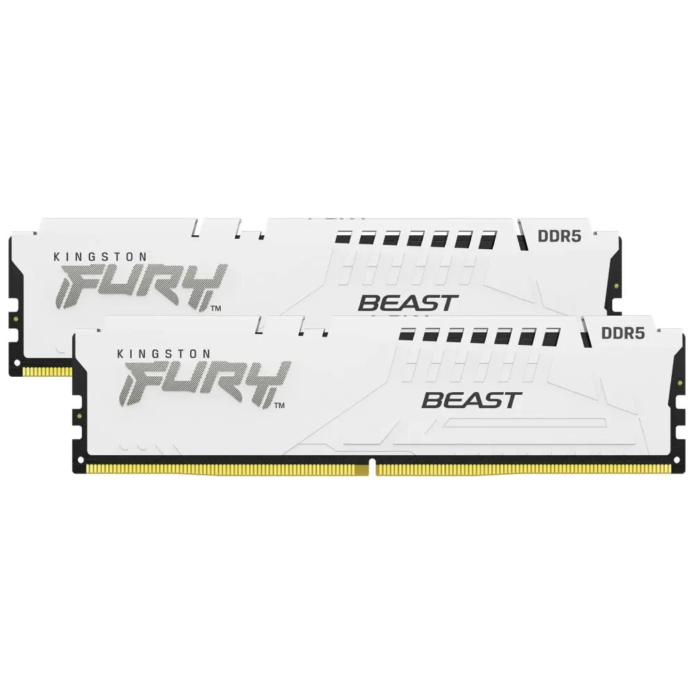 Kingston RAM memorija DDR5 64GB (2x32GB) 6000MHz CL40 DIMM [FURY Beast] White XMP KF560C40BWK2-64