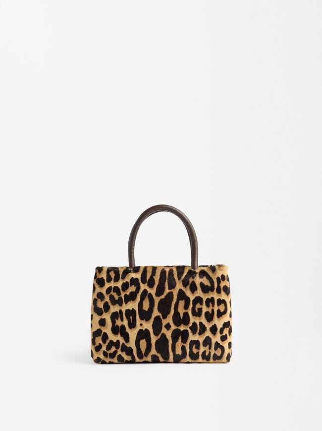 Leopard Print Leather Tote Bag