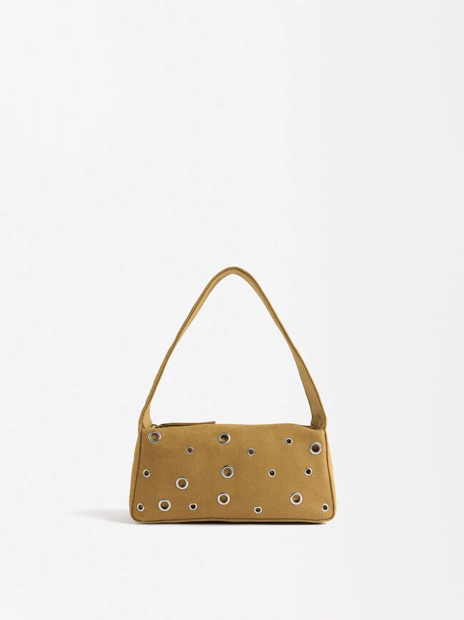 Leather Shoulder Bag With Stud Detail