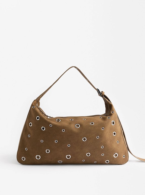 XL SHOULDER BAG WITH STUD DETAIL