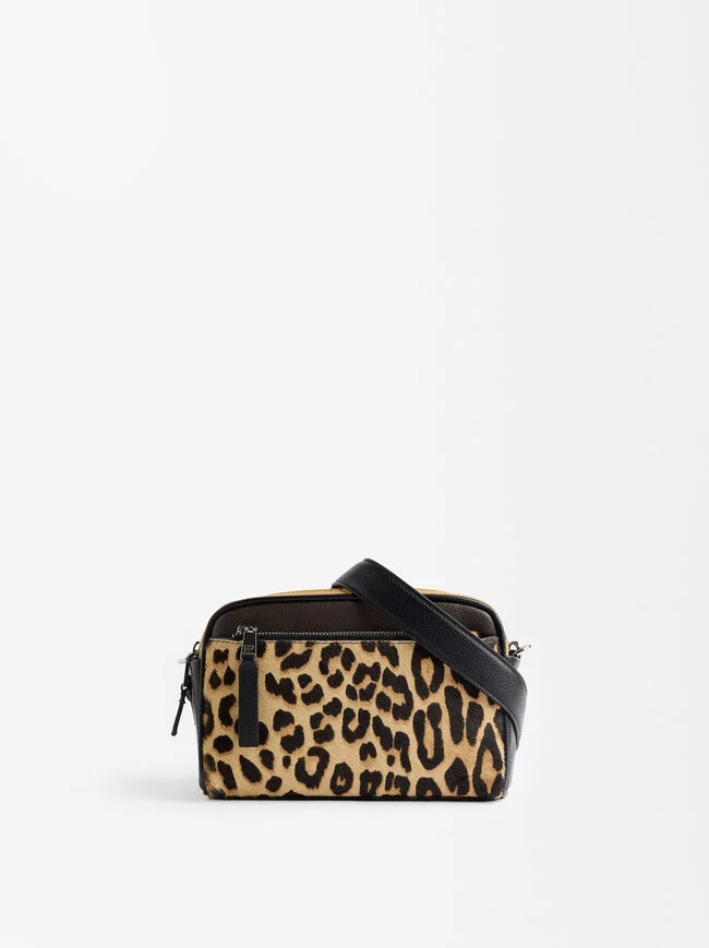 Crossbody Bag With Leather Endings Leopard Print