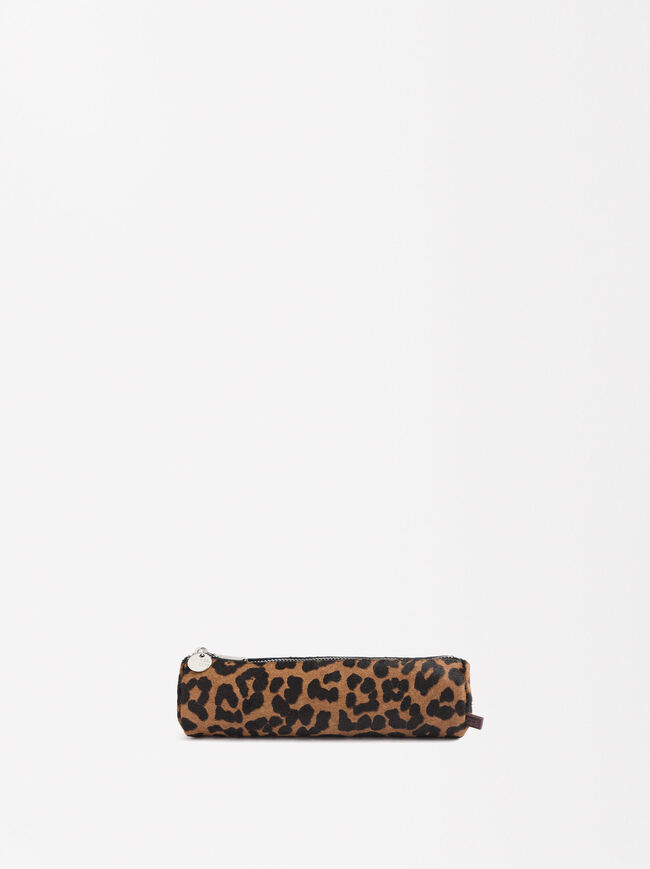 Leopard Print Leather Pencil Case