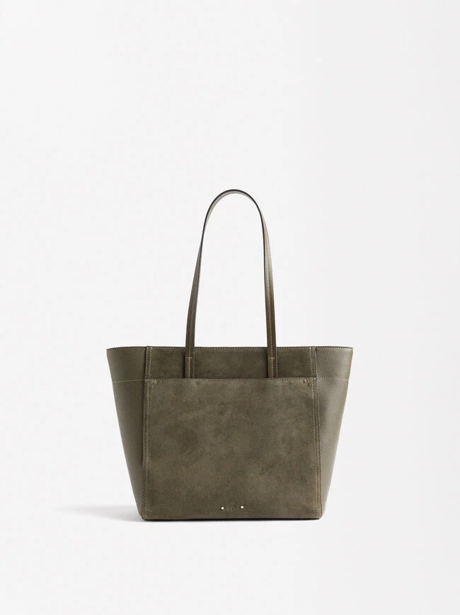 Shopper Bag With Leather Endings