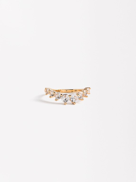 Gold ring with zirconias