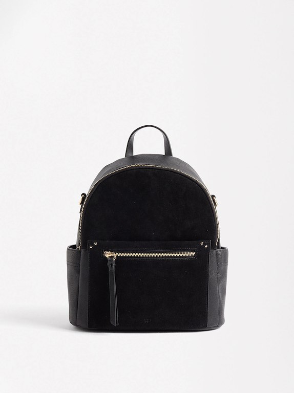 BACKPACK WITH LEATHER ENDINGS MULTIFUNCTION STRAPS