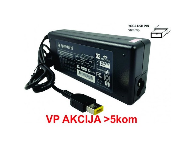 NPA65-200-3250 (IB04) ** Gembird punjac za laptop 65W-20V-3.25A, USB PIN Yellow (856 Alt=IB08)