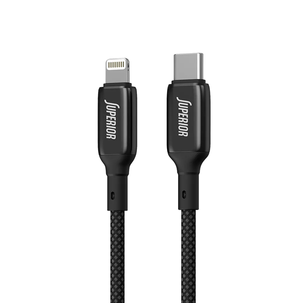 USB data kabal Superior SU-K105 Cink 27W 3A Type C na Lightning 1m crni