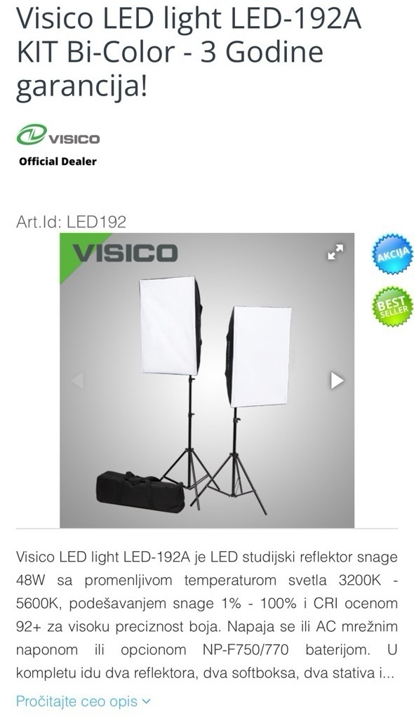 Visico LED light LED-192A KIT – 50€ ispod cene