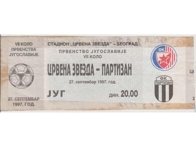 FUDBAL: CRVENA ZVEZDA - PARTIZAN 27.09.1997