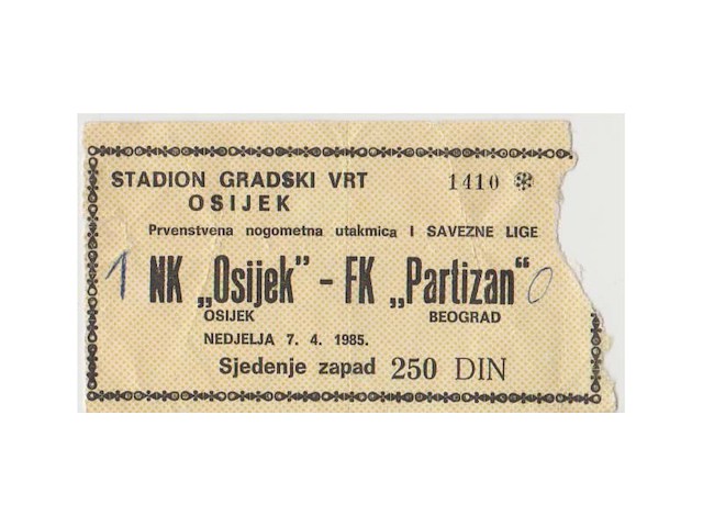 FUDBAL: OSIJEK - PARTIZAN 07.04.1985