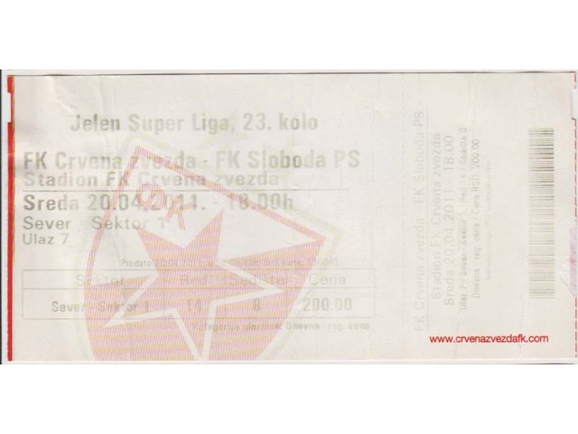 FUDBAL: CRVENA ZVEZDA - SLOBODA 20.04.2011