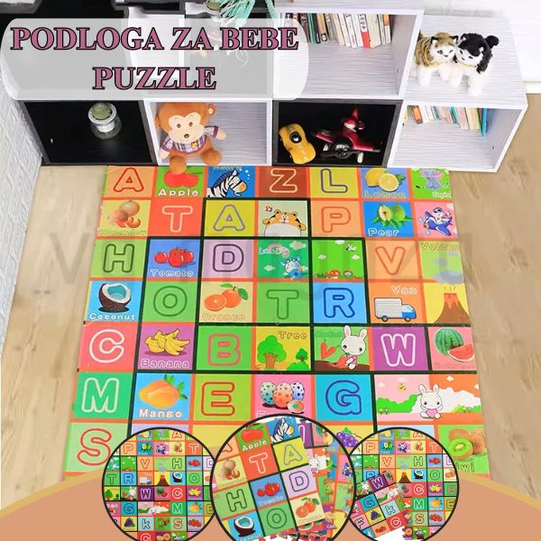 Podloga za Bebe PUZZLE sa Dva Različita Edukativna Lica