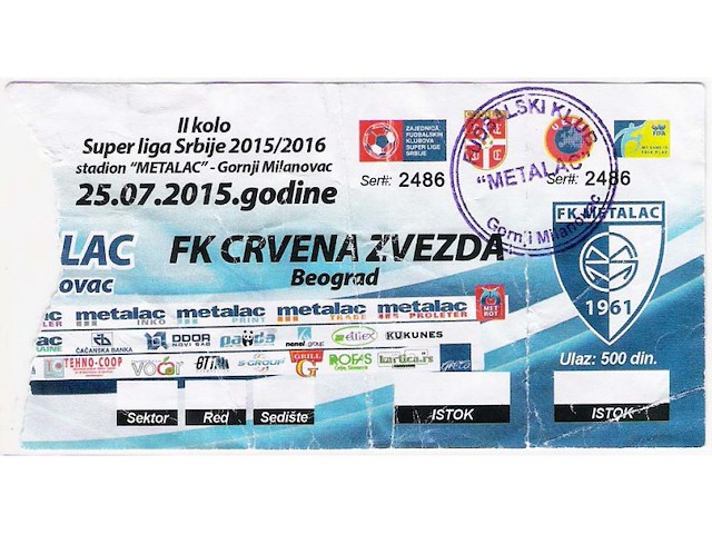 FUDBAL: METALAC - CRVENA ZVEZDA 25.07.2015