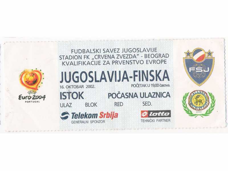 FUDBAL: JUGOSLAVIJA - FINSKA 16.10.2002