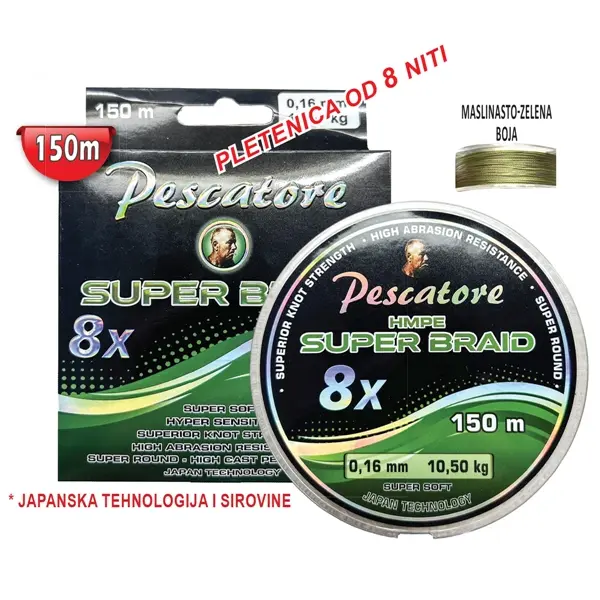 B-Tech Najlon za pecanje Pescatore Super Braid 8x 0.18mm