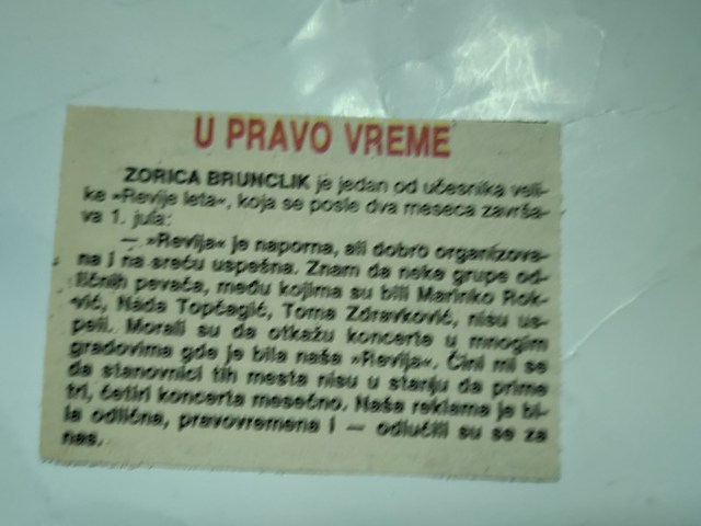 Č/ Zorica Brunclik - U pravo vreme / Novosti 8