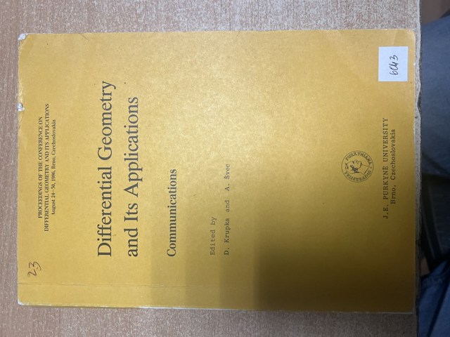 differential geometry and its applications krupka svec