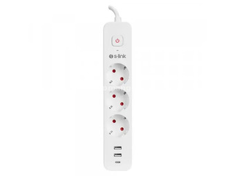 S-LINK Produžni kabal SPG03TC 3 utičnice 2XUSB 1X TIP-C beli 1.5M S-LINK, 37303 (18925)