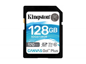 Kingston 128GB SDXC, Canvas Go! UHS-1 U3 V30, up to 170MB/s read and 90MB/s write, 4K2K