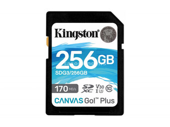 Kingston 256GB SDXC, Canvas Go! UHS-1 U3 V30, up to 170MB/s read and 90MB/s write, 4K2K