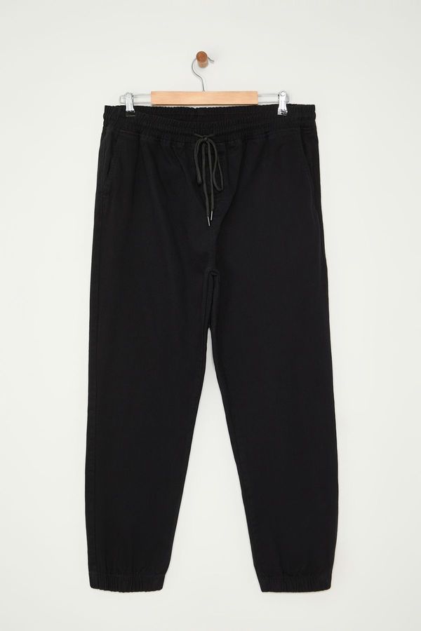 TRENDYOL PLUS SIZE BLACK REGULAR FIT FABRIC TROUSERS