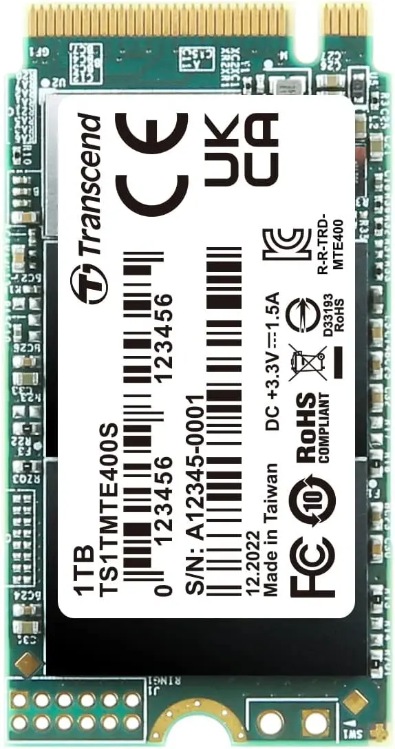 Transcend SSD TS1TMTE400S 1TB, M.2 2242, PCIe Gen3x4, NVMe, 3D TLC, DRAM-less, Single-sided