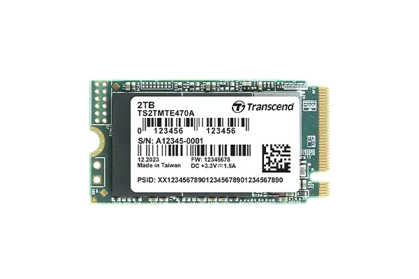 Transcend SSD TS256GMTE470A 256GB, M.2 2242, PCIe Gen3x4, NVMe, 3D NAND, DRAM-less, Read 2000MB/s, Write 1700 MB/s, Single-sided