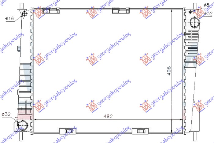 HLADNJAK MOTORA 1.5 DIZEL (+AC) (49.4×41.5×2.3) (ENGLESKA) (KOYO) NISSAN MICRA (K12) (2002-2010) (OEM: 21410-AY602, 21410AY602)