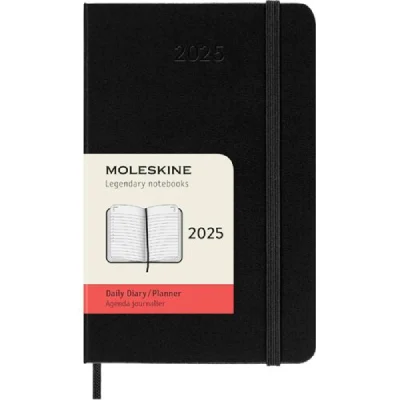 Moleskine - Daily planner 2025, 12 Months, pocket size, Black, hard