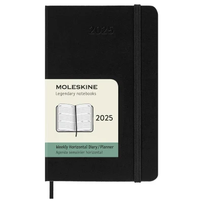 Moleskine - Weekly planner 2025, 12 Months, pocket size, Horizontal black, hard