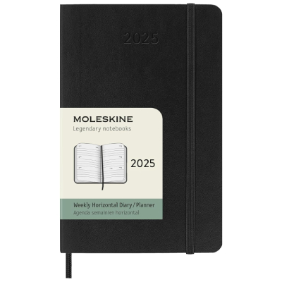 Moleskine - Weekly planner 2025, 12 Months, pocket size, Horizontal black, soft