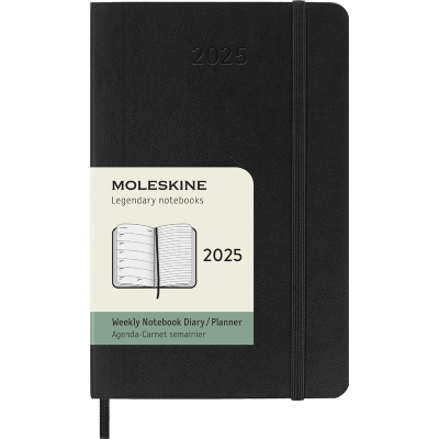 Moleskine - Weekly planner 2025, 12 Months, pocket size, Black, soft