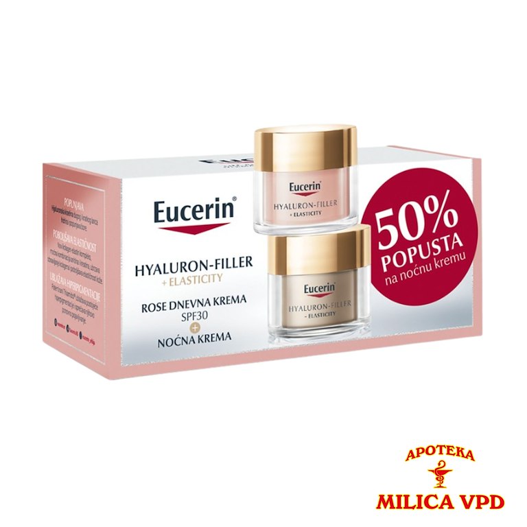 Eucerin Box Hyaluron Filler Elasticity Rose dnevna krema sa SPF 30+ + Eucerin Hyaluron Filler Elasticity noćna krema 50ml