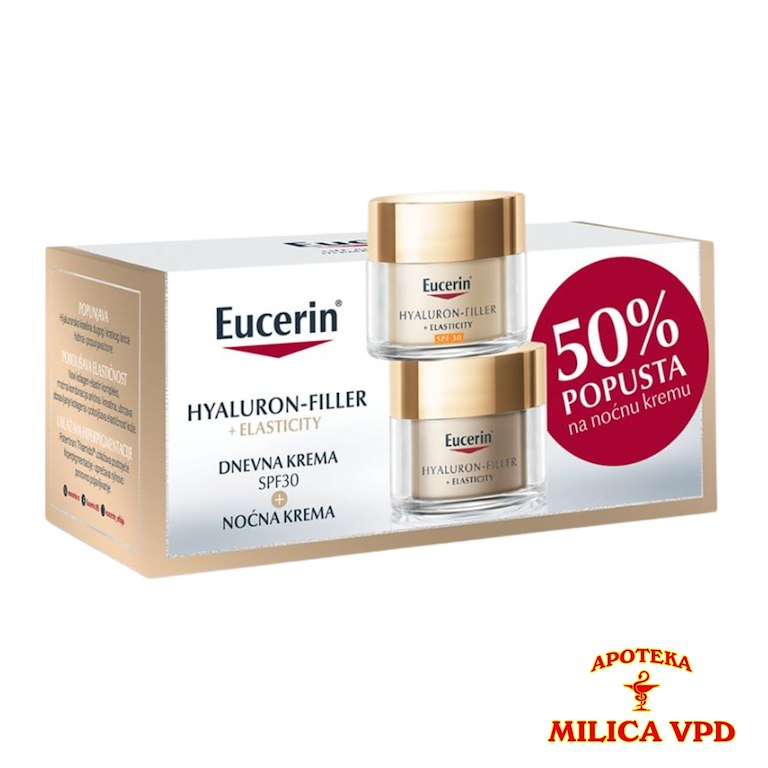 Eucerin Box Hyaluron Filler Elasticity dnevna krema sa SPF 30+ 50ml + Eucerin Hyaluron Filler Elasticity noćna krema 50ml