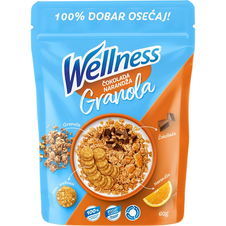 Wellness granola narandža i čokolada 60g bamb iwellness