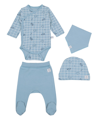 Just Kiddin Organic set za dečake 4 u 1 3-6 meseci Little Doggies Blue - 17000487