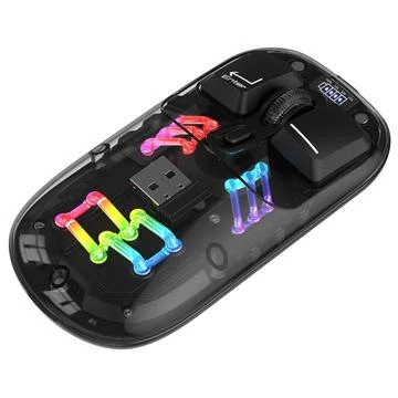 HXSJ T200 DUAL-MODE WIRELESS BLUETOOTH MOUSE WITH RGB LIGHTING - BLACK