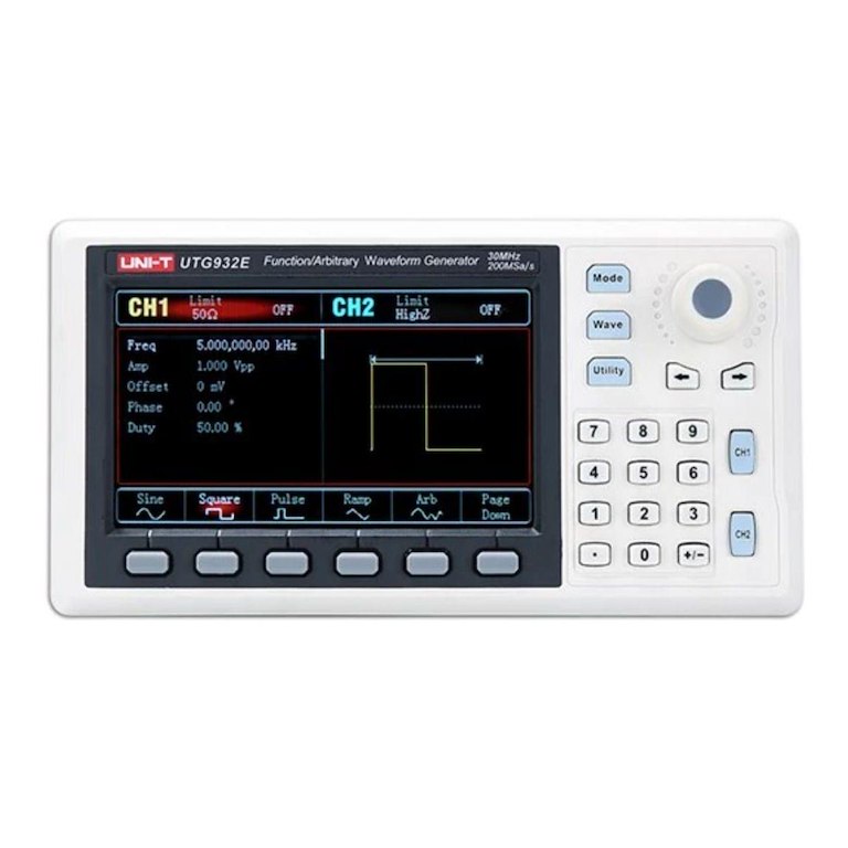 Generator UTG932E | UNI-T, Function/Arbitrary Waveform Generator 1uHz-30MHz 2-channel 200MS/s 4kpts 4,3" Display