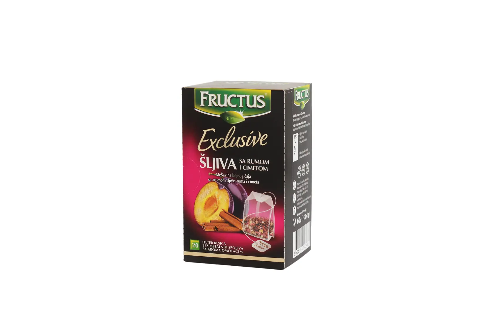 FRUCTUS Čaj od šljiva sa rumom i cimetom 60g, 20x3g