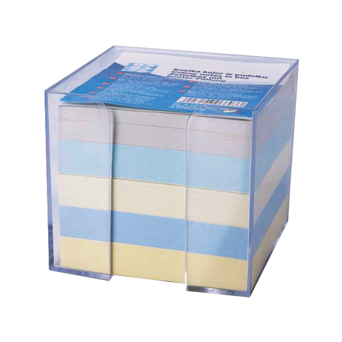 BLOK KOCKA ZA BELEŠKE DONAU U PVC KUTIJI 8,6X8,6CM PASTEL BOJE