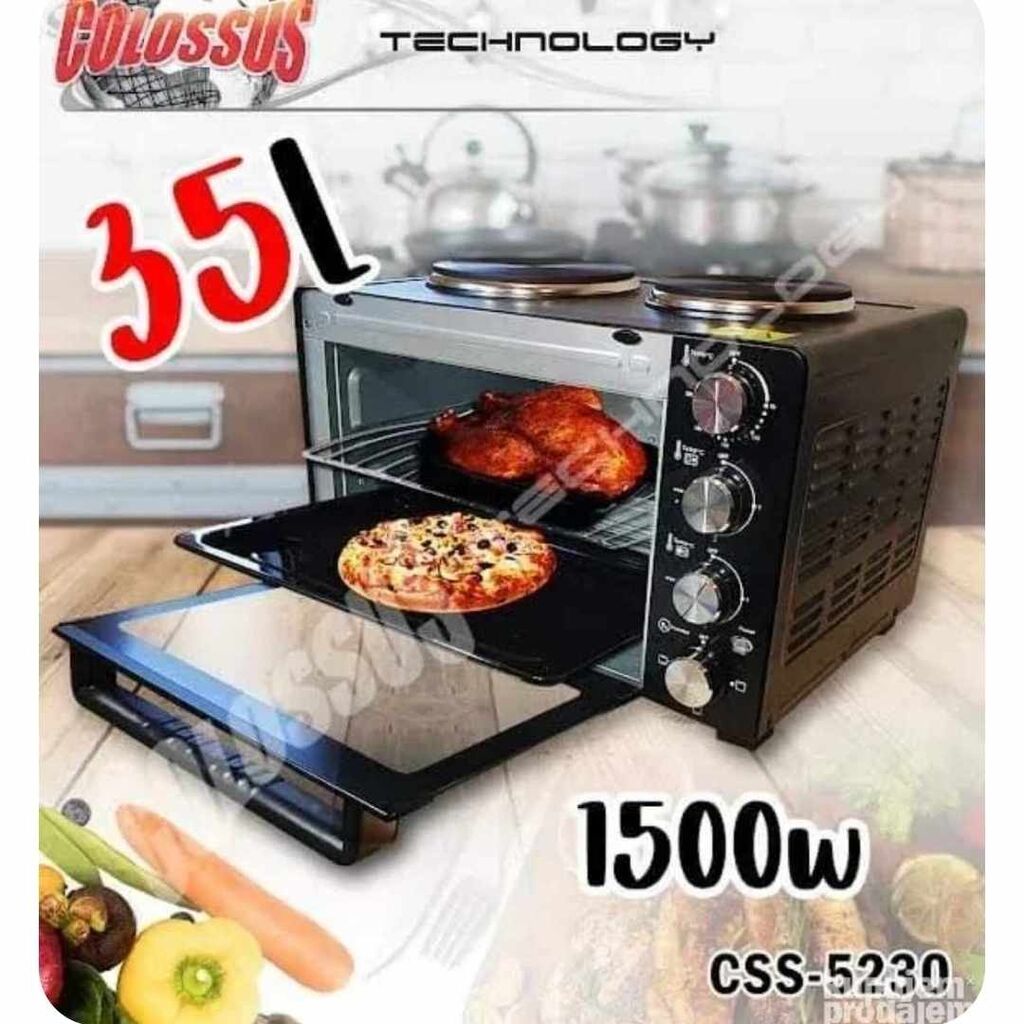 Mini šporet 35l Cena 9000 2 ringle 500 i 900W prečnik 15,5 i 18,7 cm